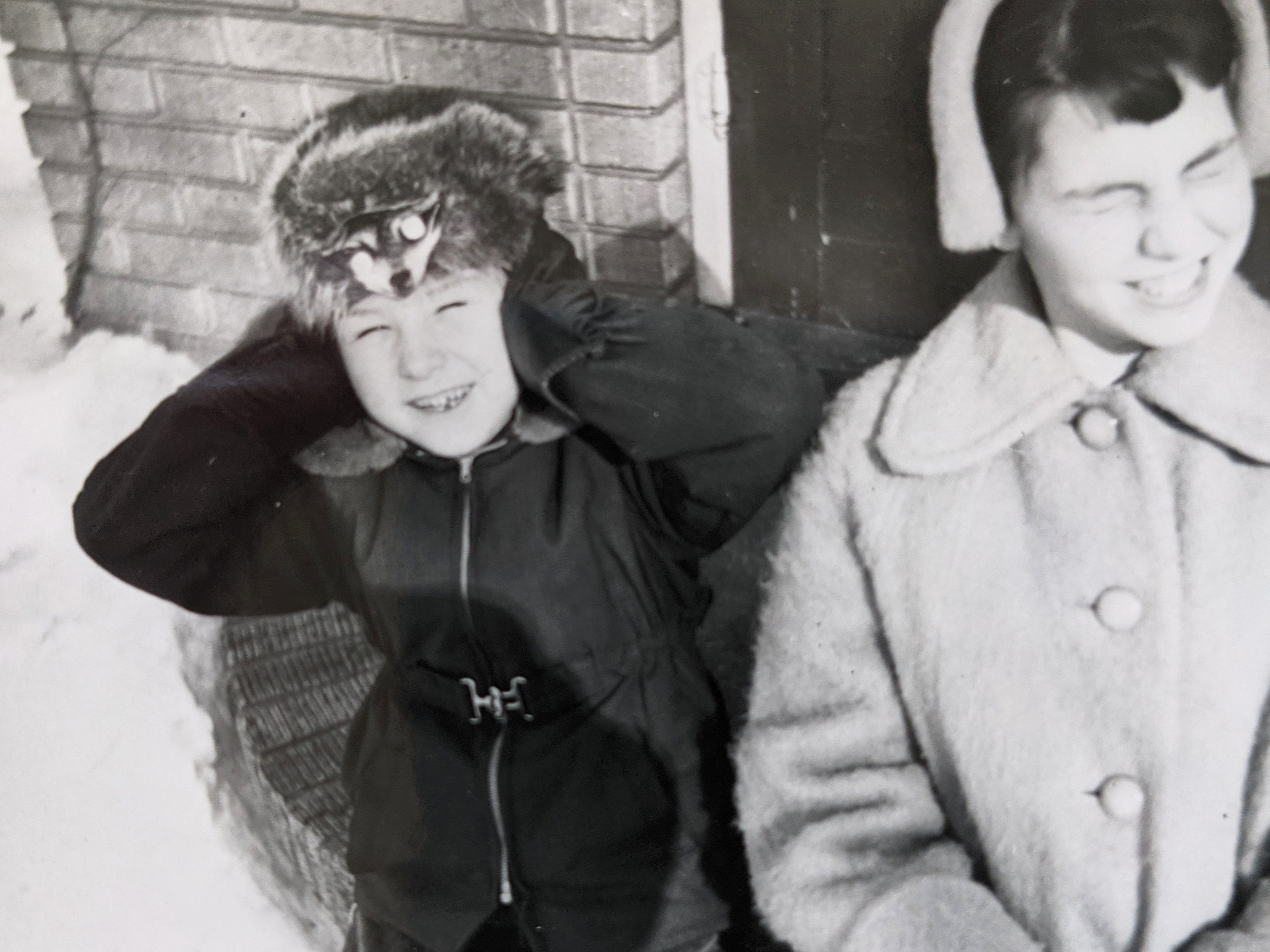 Old Square Photo Boy and Girl in the Winter 1950s - Etsy
