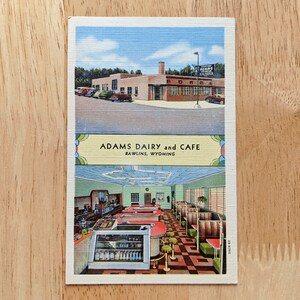 Vintage Postcard Adams Dairy and Cafe Rawlins Wyoming | Etsy