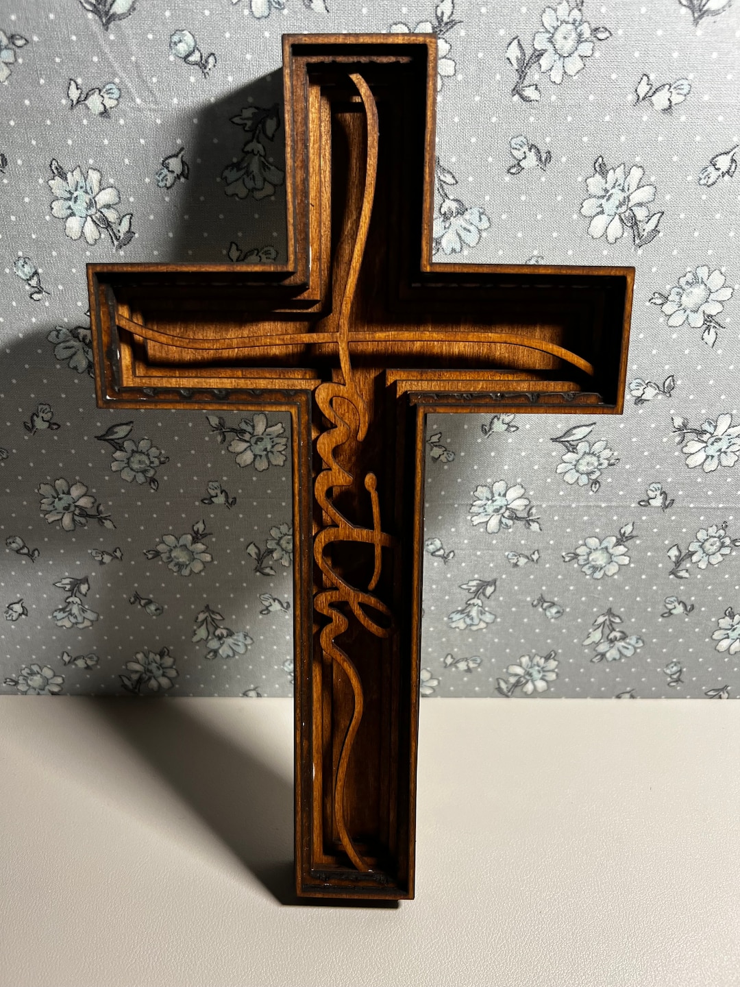 Layered Faith Cross - Antique Walnut Stained Birch Wood - Etsy