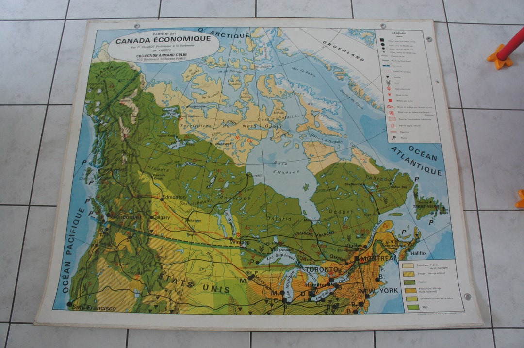 School Map School H Varon 251 CANADA BRAZIL (vidal Lablache) Vintage - Etsy