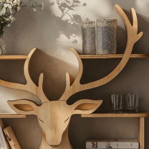Farmhouse Wooden Deer Head Wall Shelf Handcrafted Floating Bookshelf ...