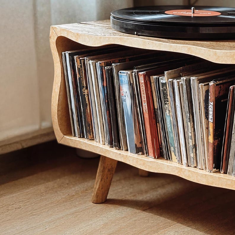 Rustic Record Player Stand Farmhouse Record Storage Solid Wood ...