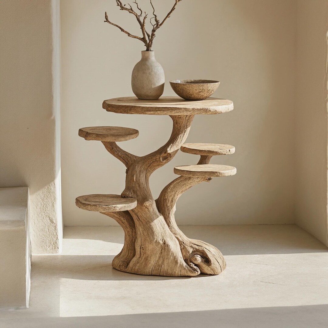 Farmhouse Round End Table Live Edge End Table Solid Wood End Table ...