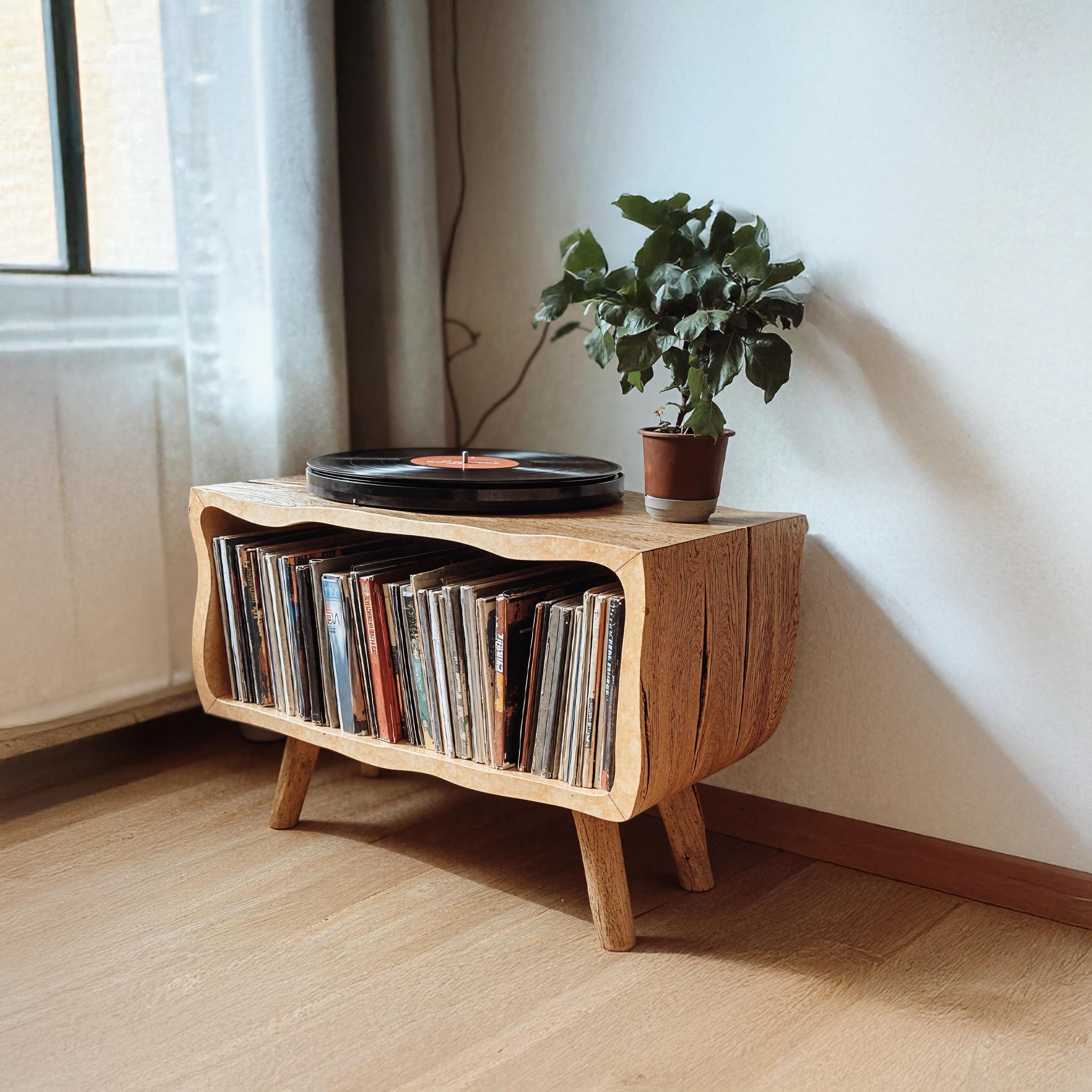 Rustic Record Player Stand Farmhouse Record Storage Solid Wood ...