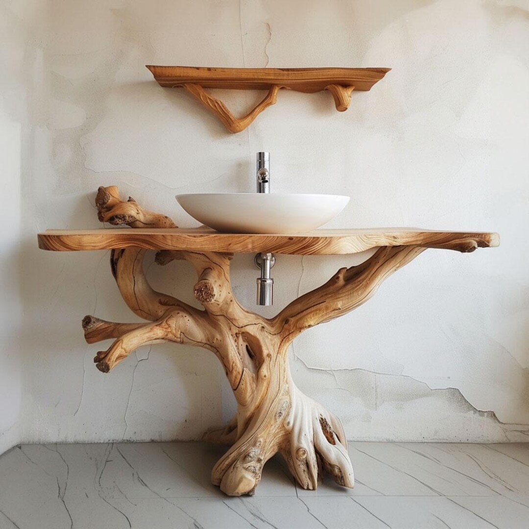 Handcrafted Live Edge Vanity Vessel Sink Floating Vanity Bathroom Sink ...