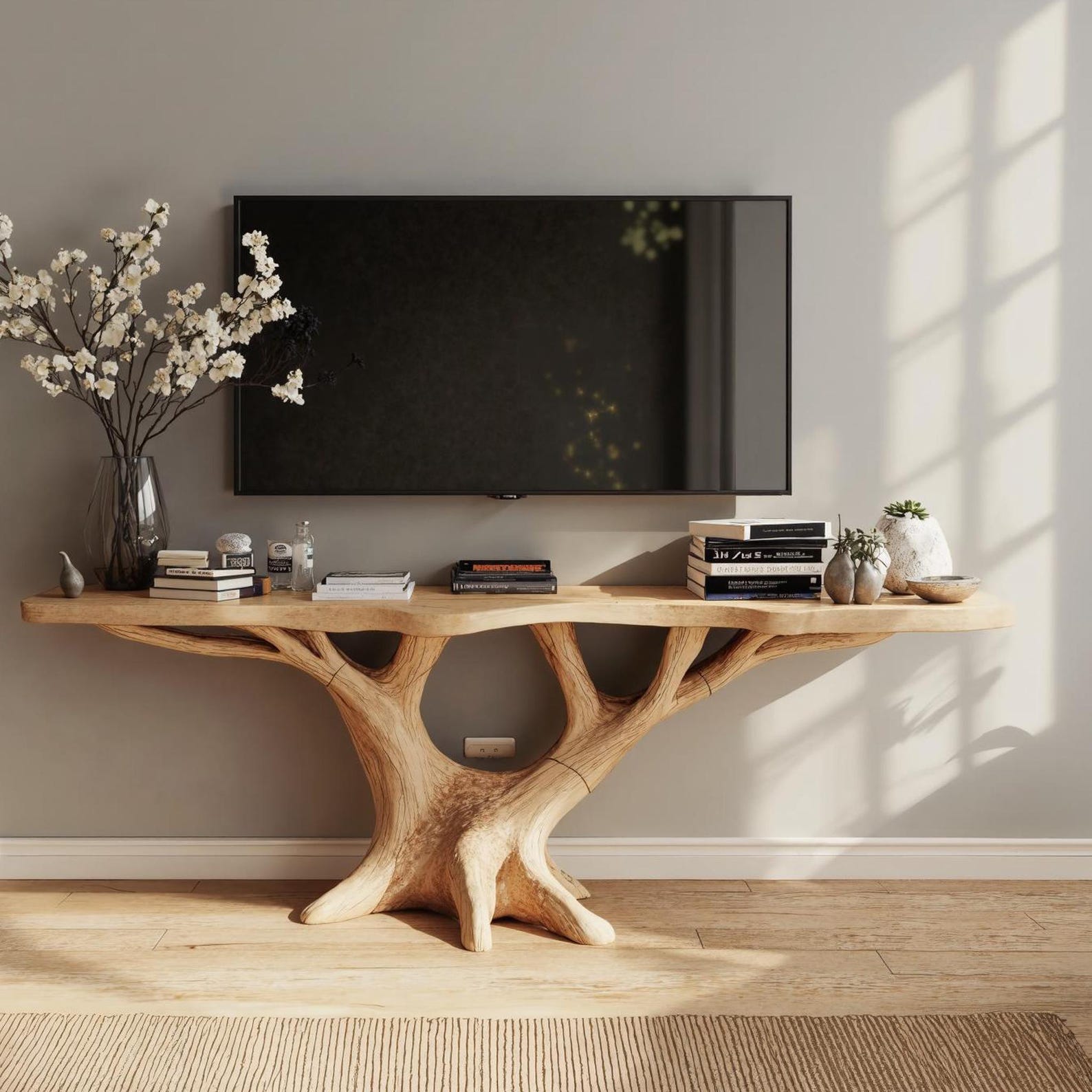 Rustic Live Edge Solid Wood Cabinet Custom Tv Stand Farmhouse Tv ...