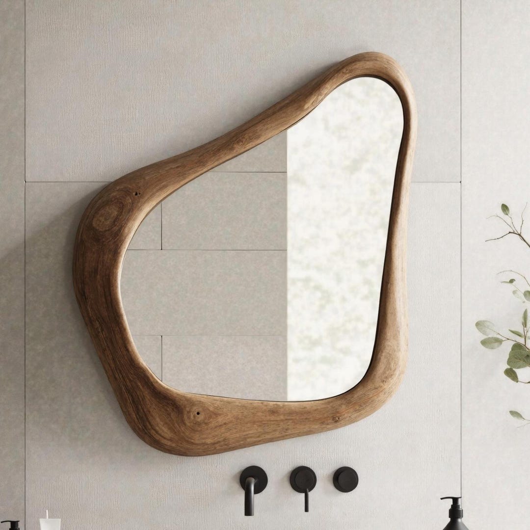 Rustic Irregular Mirror Farmhouse Handmade Asymmetrical Mirror Wood ...