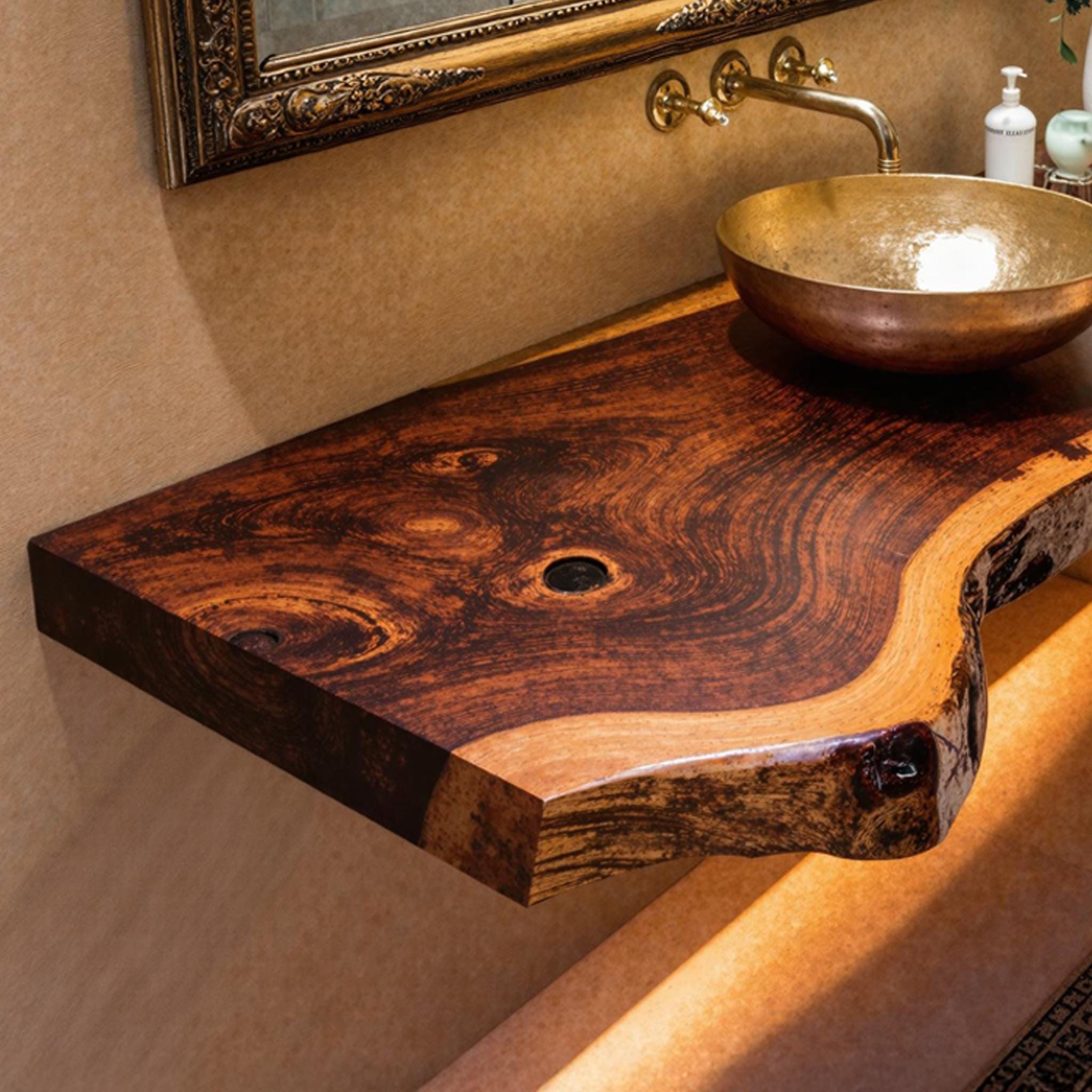 Floating Vanity Handcrafted Live Edge Bathroom Vanity Shelf Rustic Desk ...