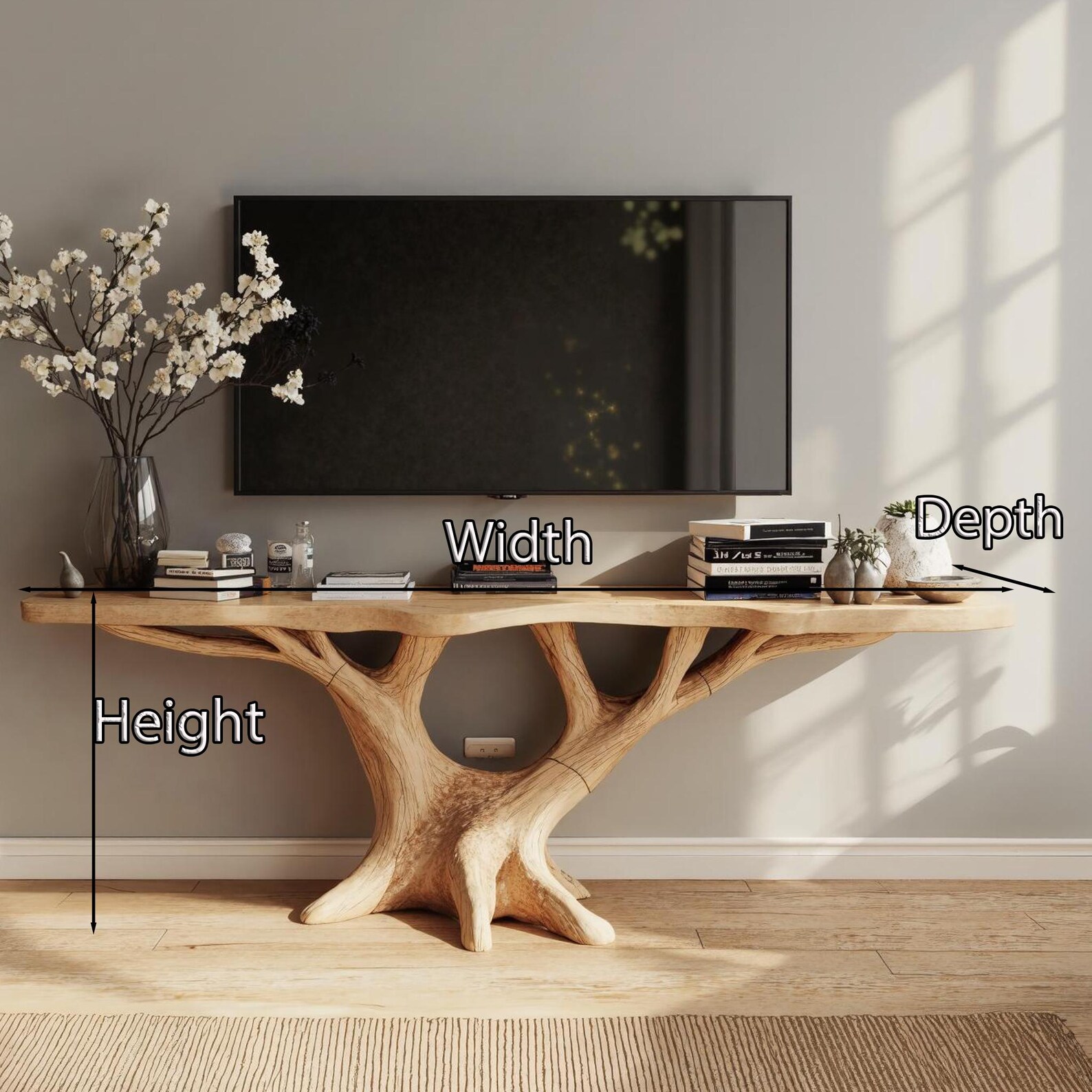 Rustic Live Edge Solid Wood Cabinet Custom Tv Stand Farmhouse Tv ...