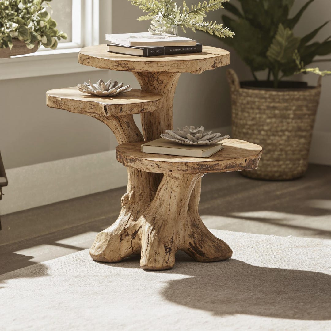 Solid Wood End Table Farmhouse Round End Table Live Edge End Table ...