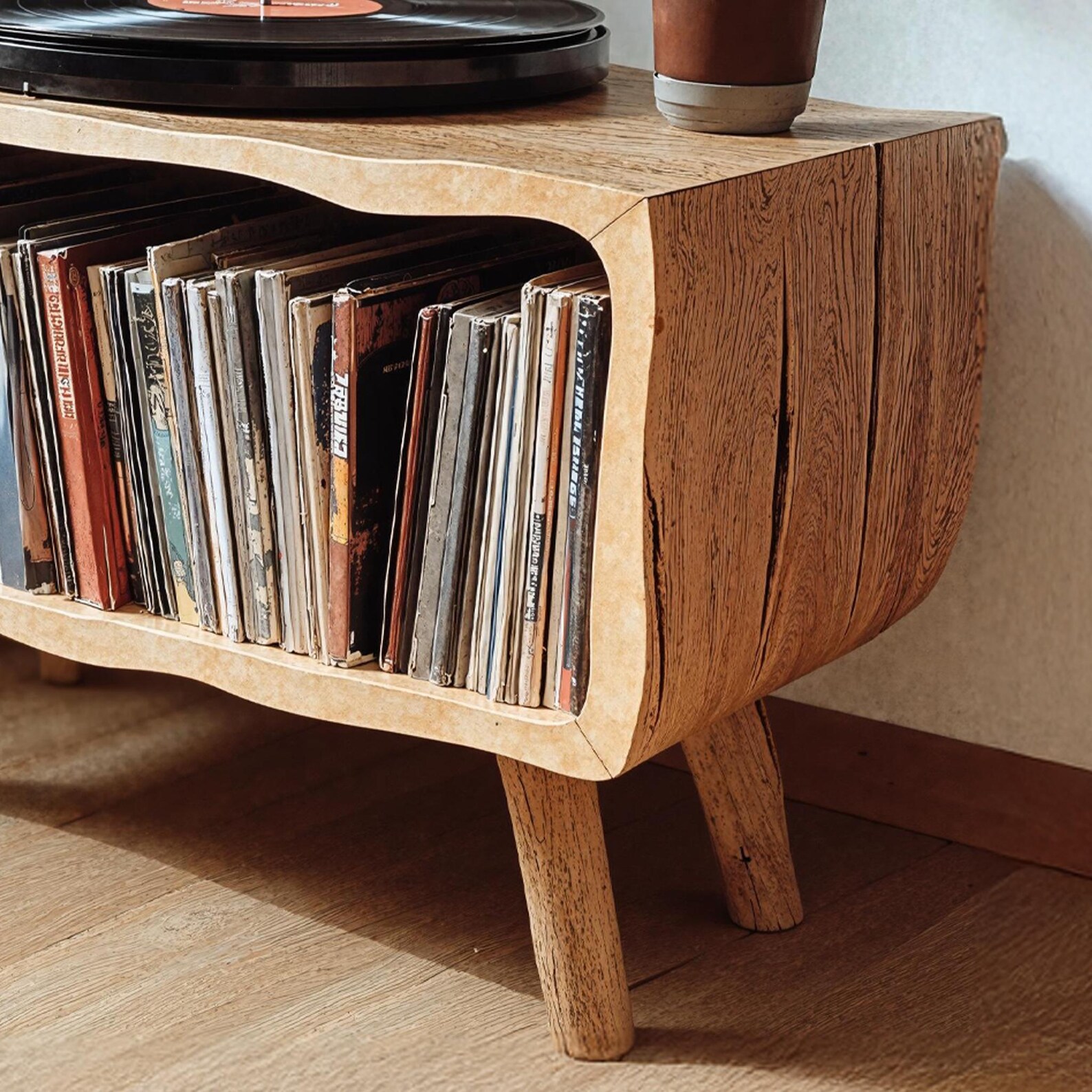 Rustic Record Player Stand Farmhouse Record Storage Solid Wood ...