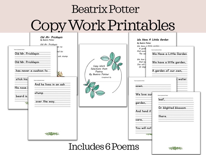 Copy Work Copywork Printables Homeschool Copy Work Printables - Etsy