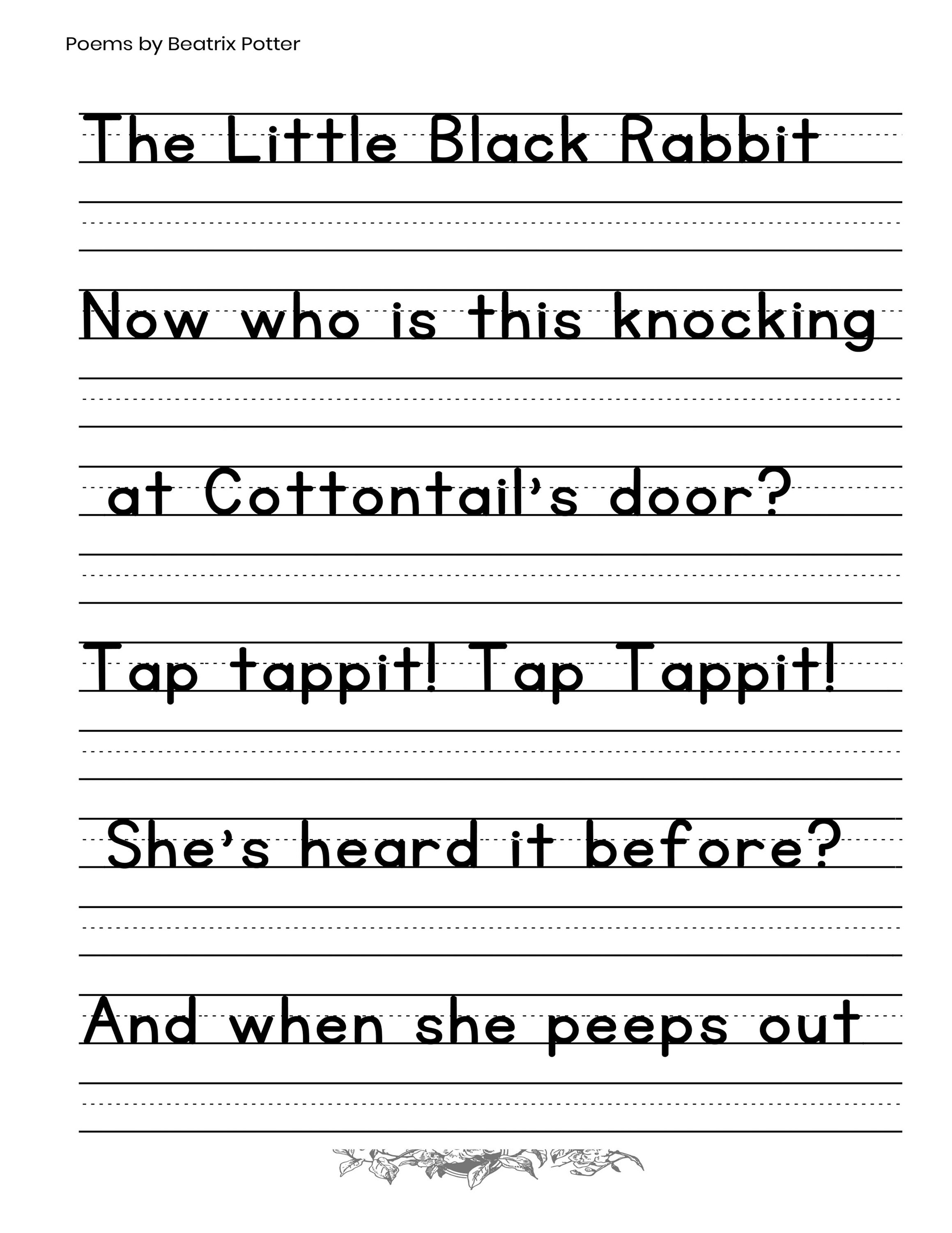 Poetry Copy Work Beatrix Potter Poems- Printable - Etsy