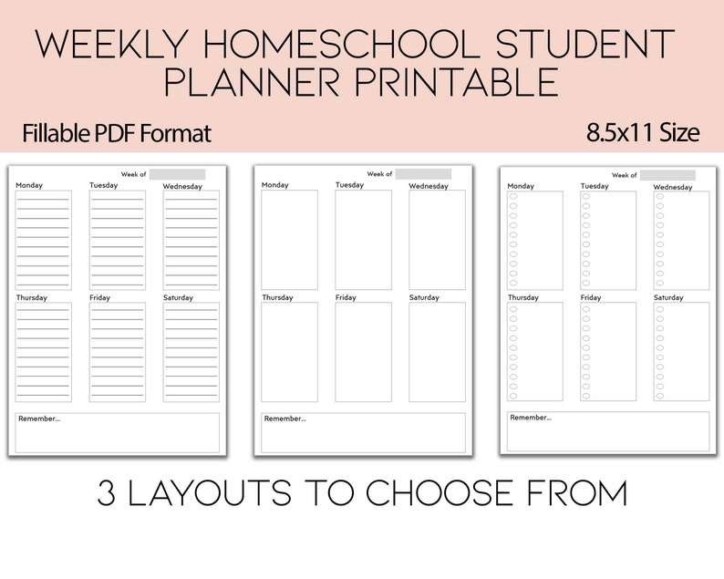 Homeschool Student Planner Printable Editable Planner Inserts | Etsy