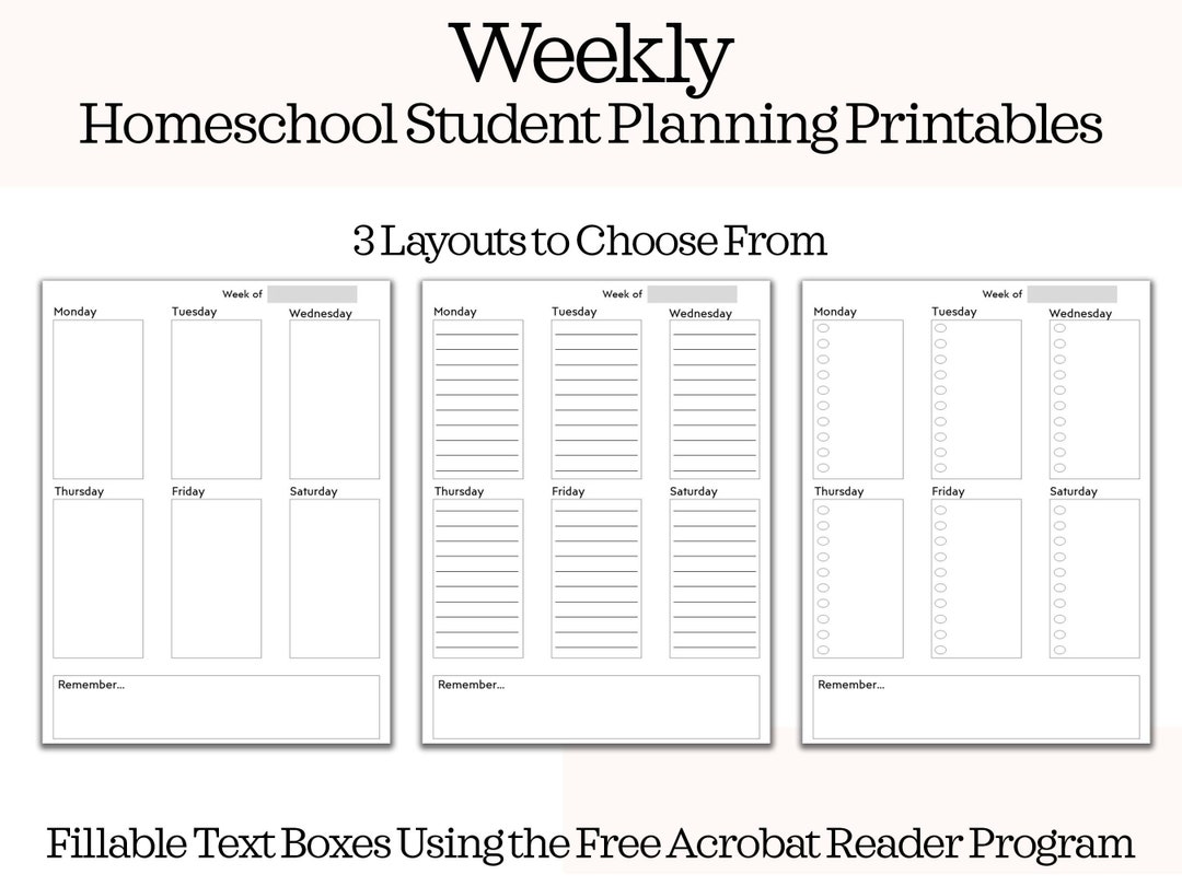 Homeschool Student Planner Printable Editable Planner Inserts ...
