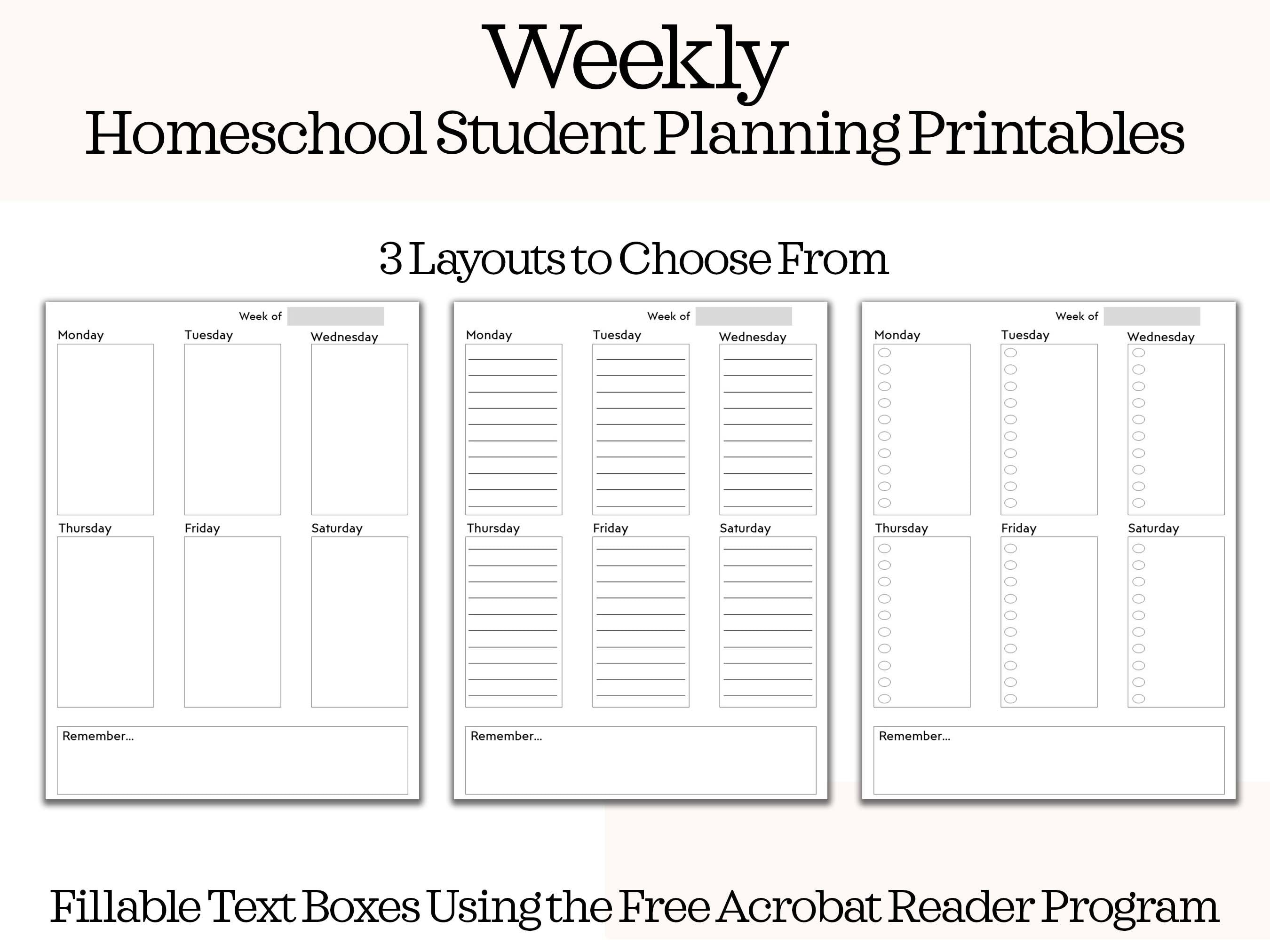 Homeschool Student Planner Printable Editable Planner Inserts ...