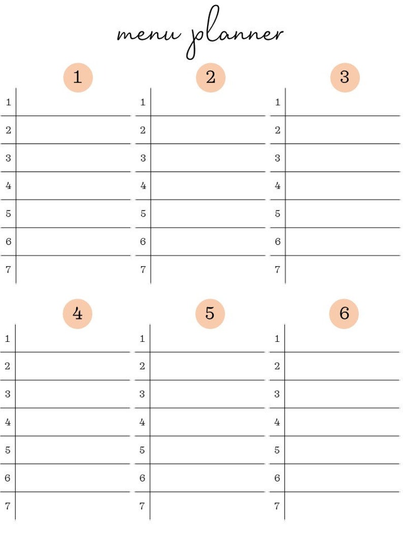 Menu Planner Printable Menu Planner Meal Planner PDF Meal - Etsy