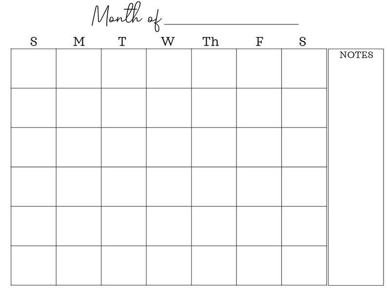 Editable Monthly Calendar Printable Monthly Calendar Template - Etsy