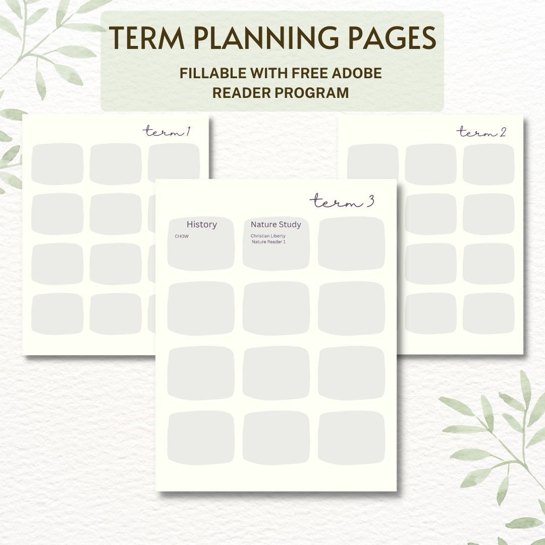 Term Planning Pages Charlotte Mason Homeschool Planning Printables ...