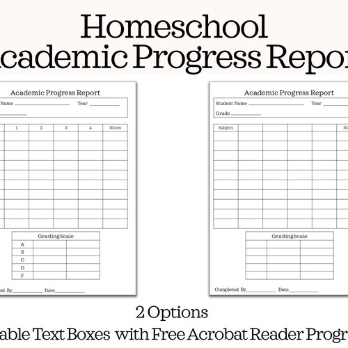 Homeschool Report Card Homeschool Progress Report - Etsy