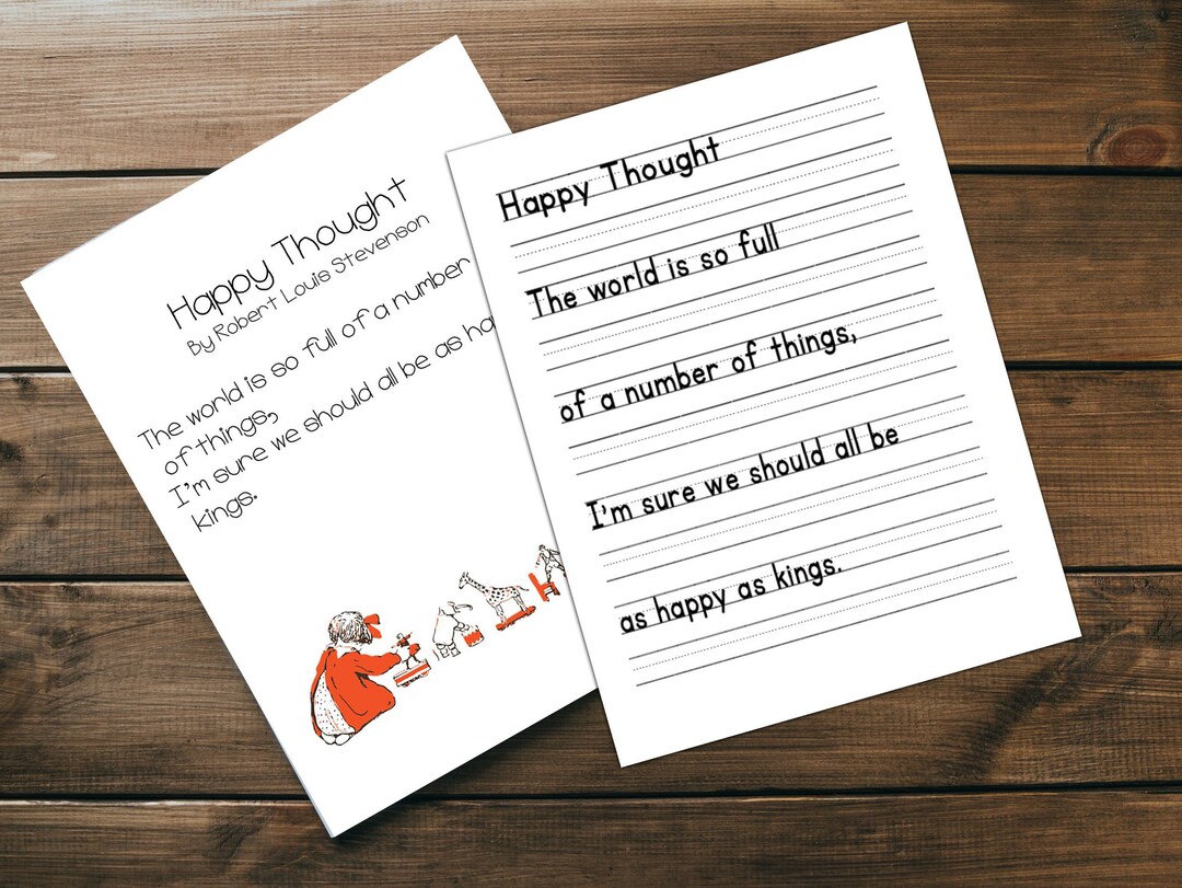 Poetry Copy Work Printables Robert Louis Stevenson A Child's Garden of ...