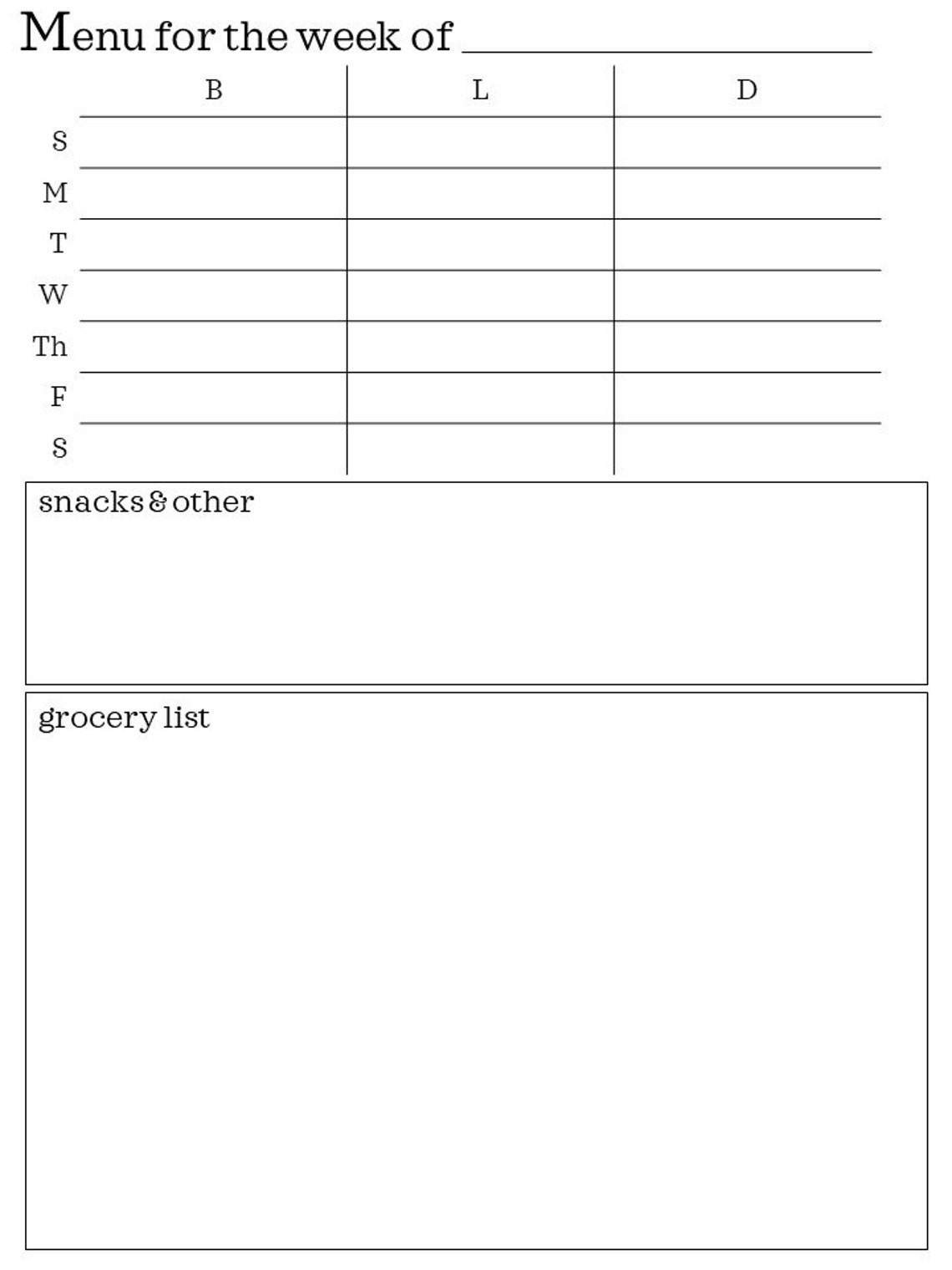 Meal Planning Printables - Weekly Menu, Monthly Menu Calendar, and ...