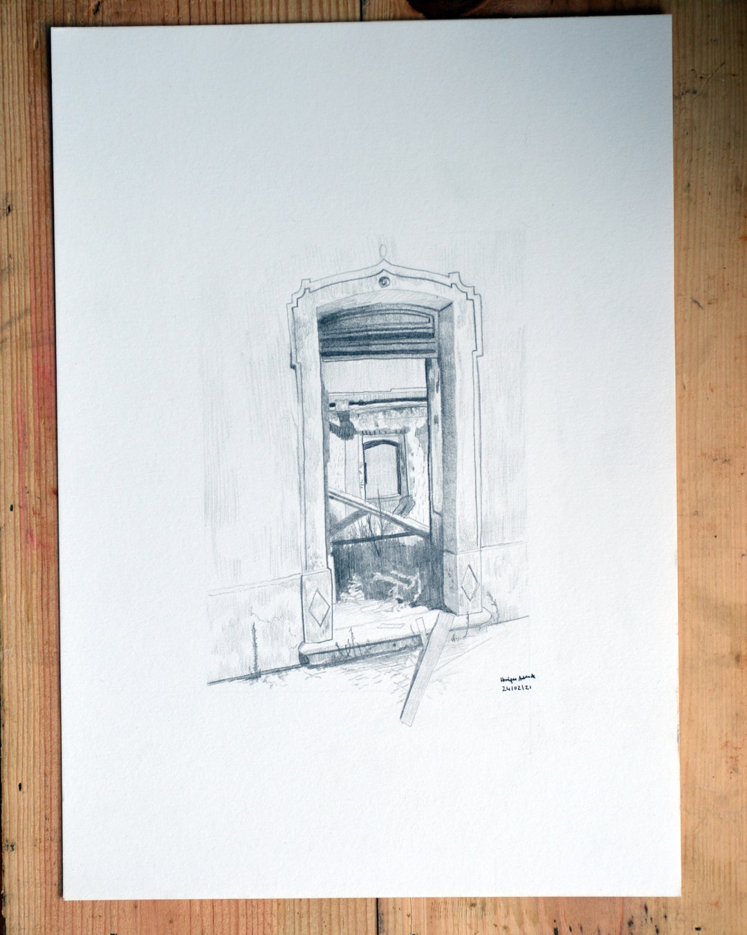 Original Graphite / Drawing Urban Sketch Lisbon PORTUGAL Street House ...