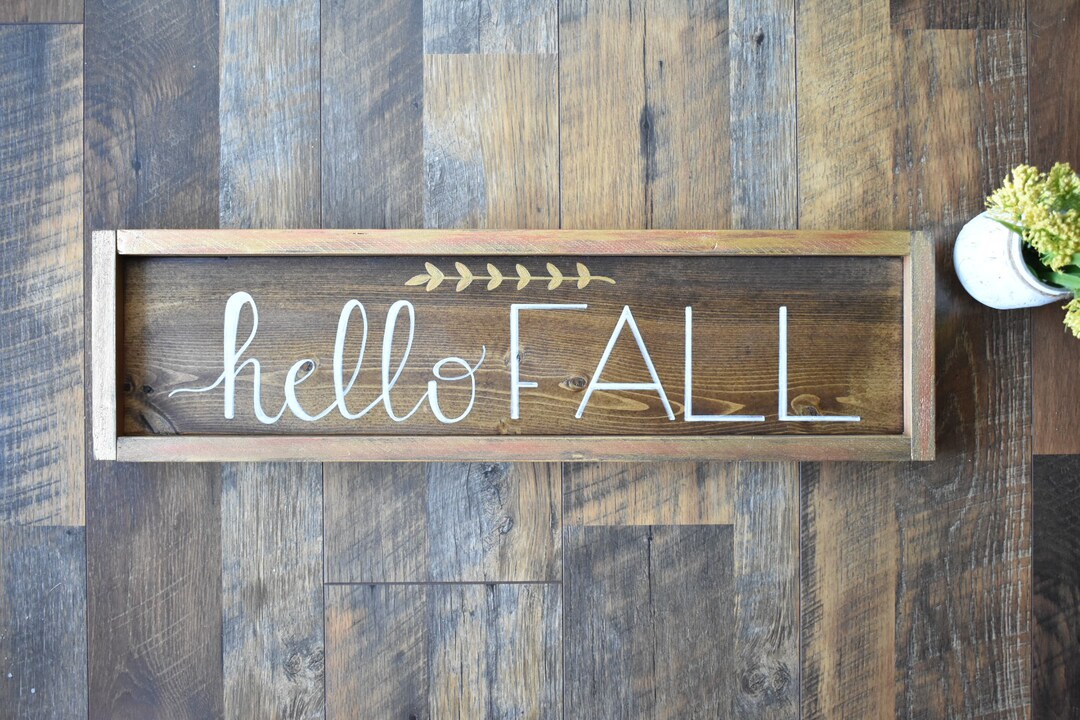 Hola Signo de Otoño - Decoración de Otoño - Letrero de Madera de Otoño ...