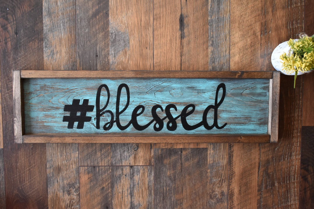 Blessed Sign - #blessed Wood Sign - Teal Blessed Sign - Turquoise ...
