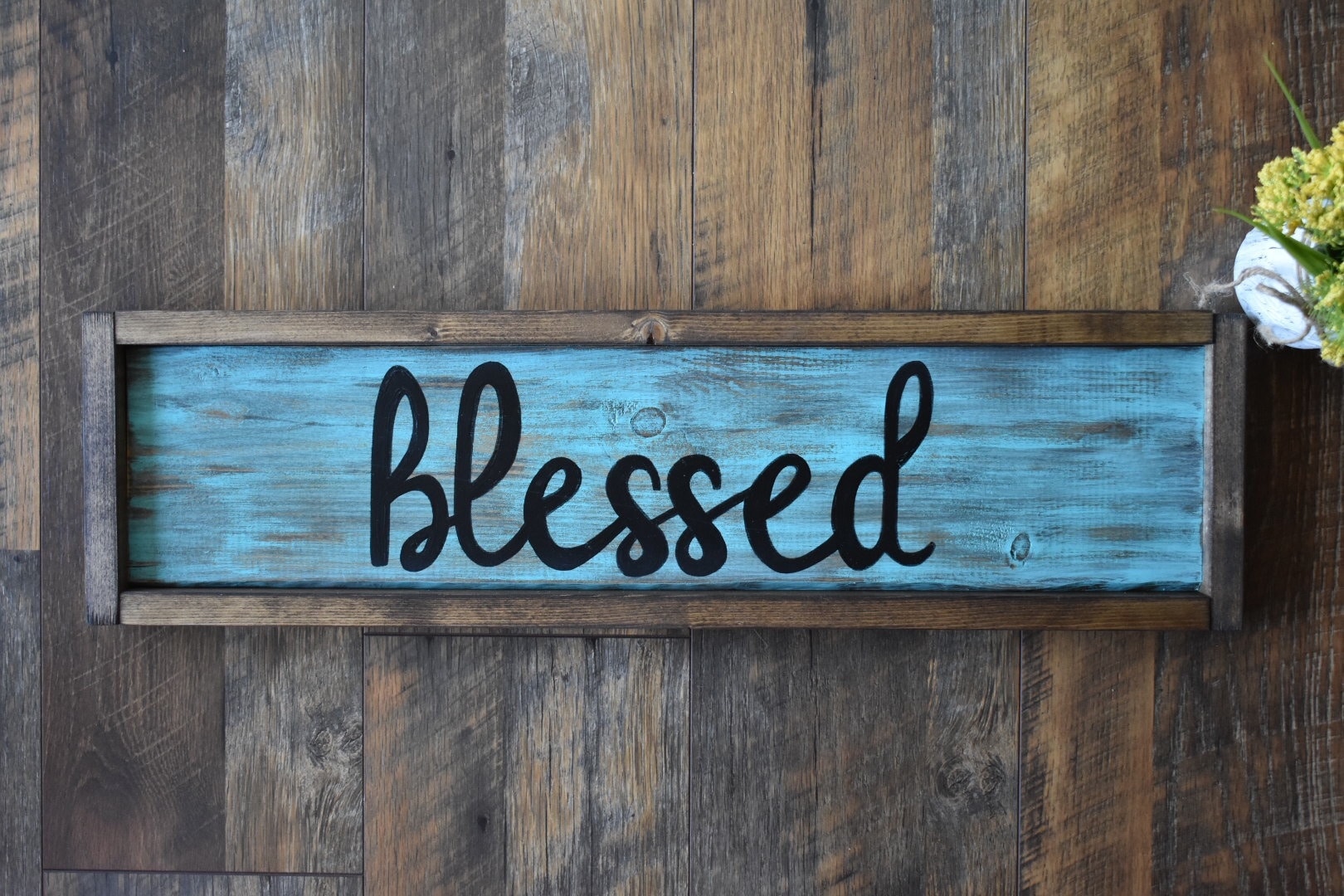 Blessed Sign Blessed Wood Sign Teal Blessed Sign | Etsy