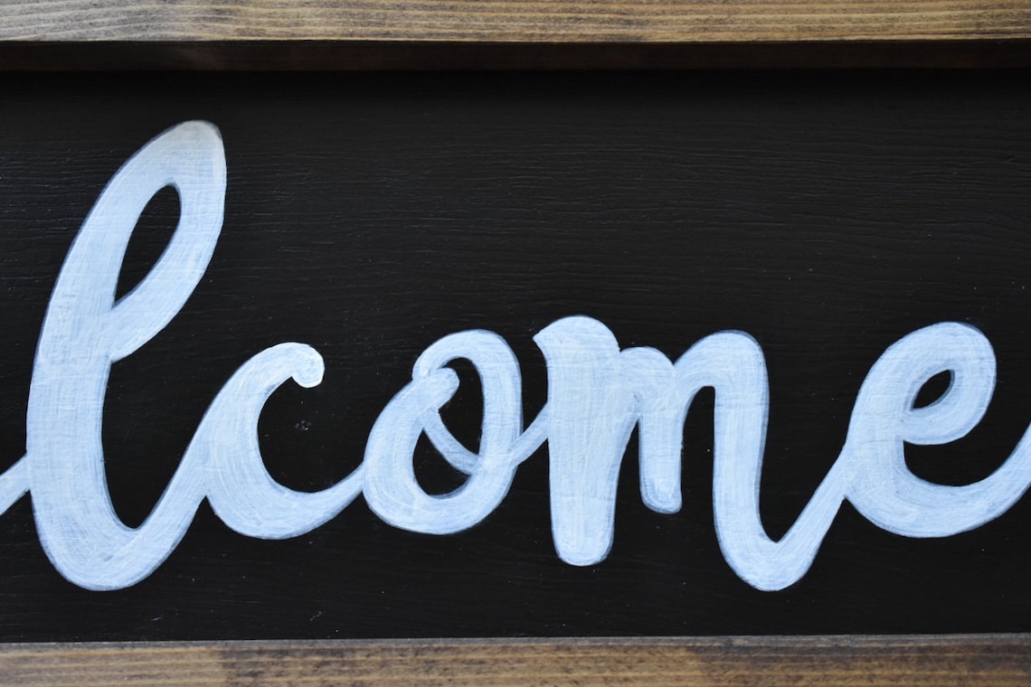 Welcome Sign Wood Welcome Sign Black and White Welcome | Etsy