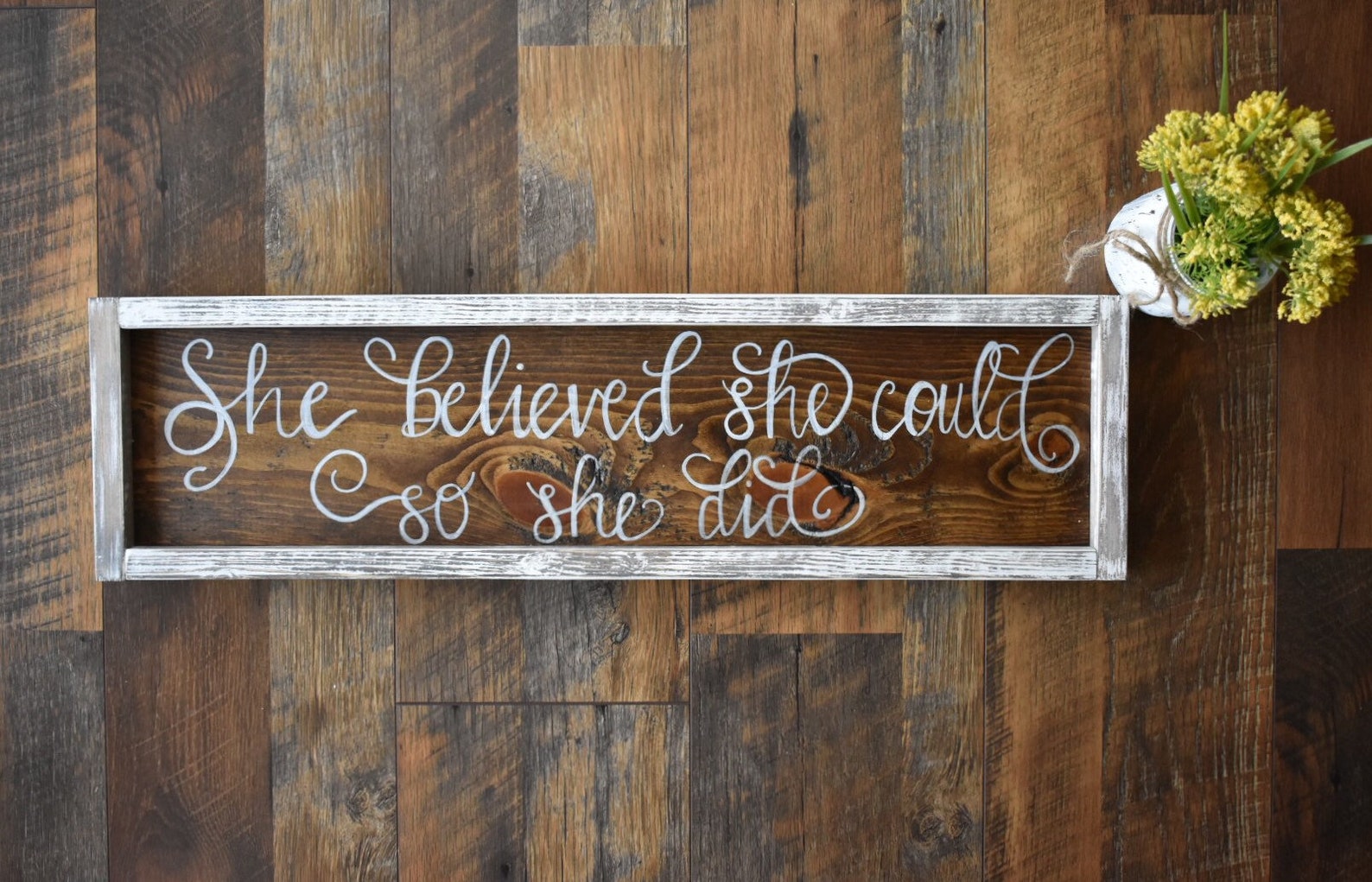 She Believed She Could so She Did - Wood Sign for Girls - Inspirational ...