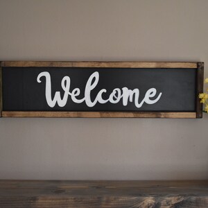 Welcome Sign - Wood Welcome Sign - Black and White Welcome Sign ...