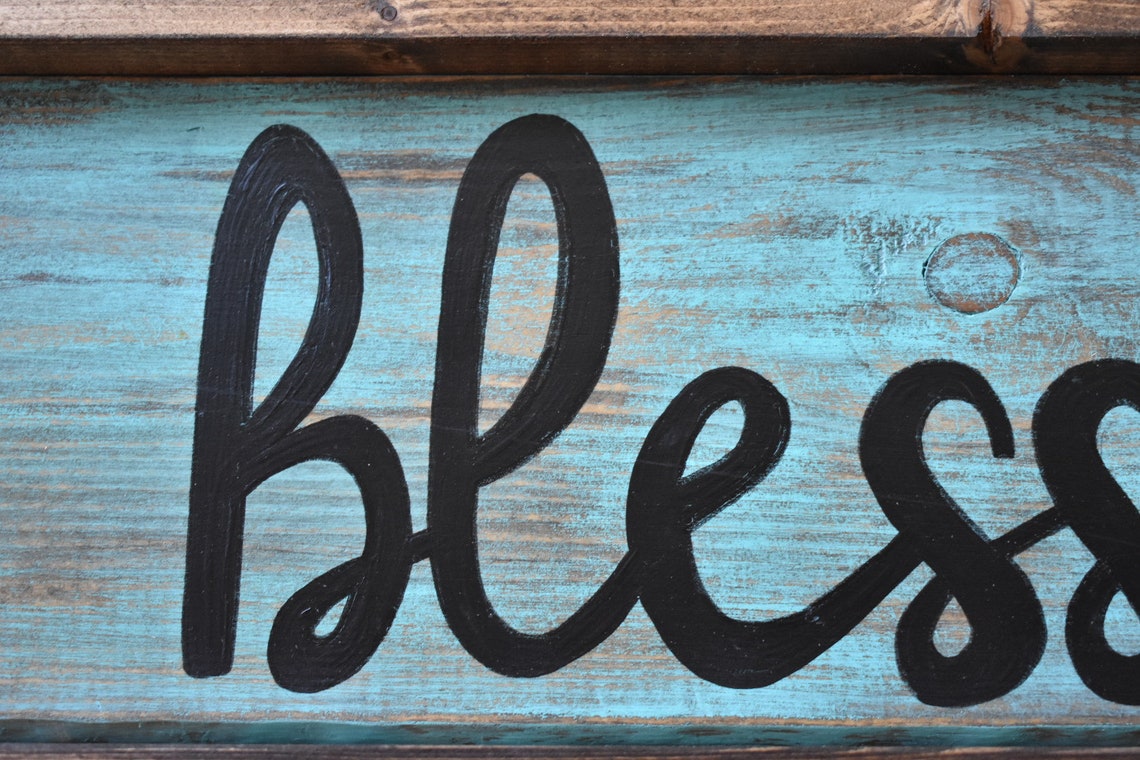 Blessed Sign Blessed Wood Sign Teal Blessed Sign - Etsy