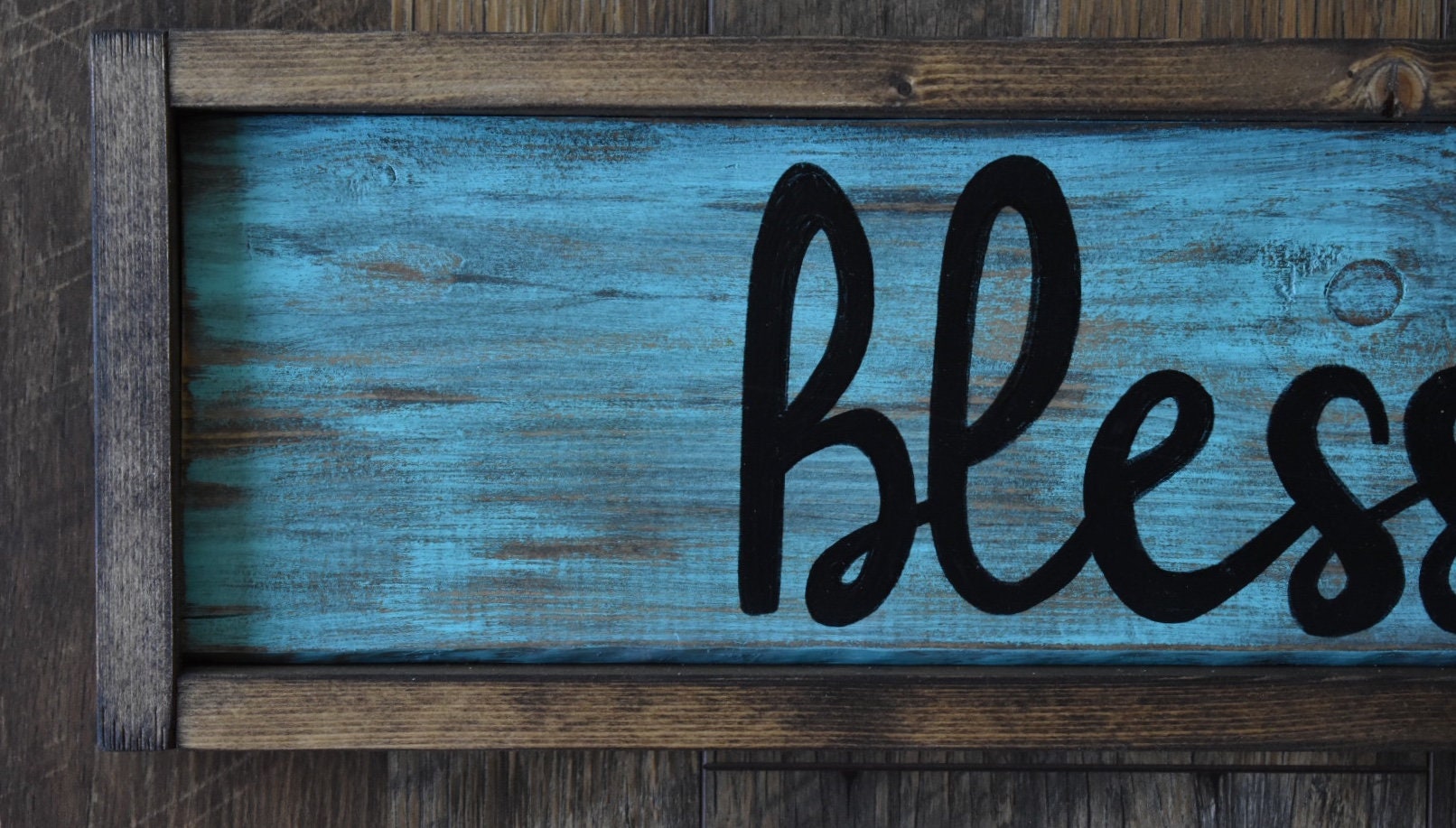 Blessed Sign Blessed Wood Sign Teal Blessed Sign | Etsy