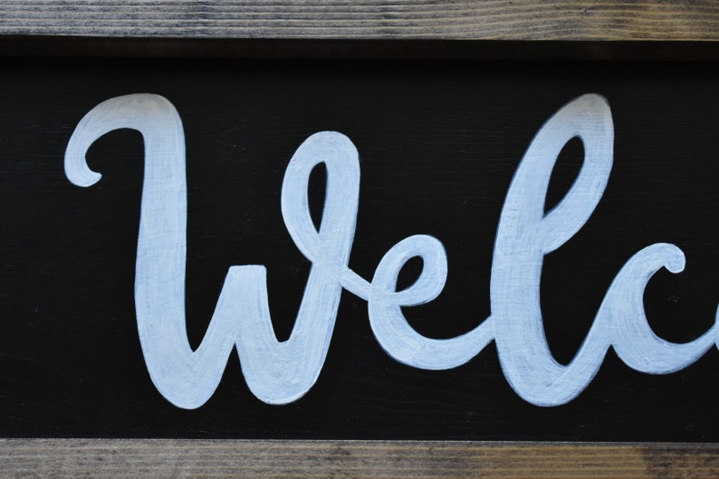 Welcome Sign Wood Welcome Sign Black and White Welcome | Etsy