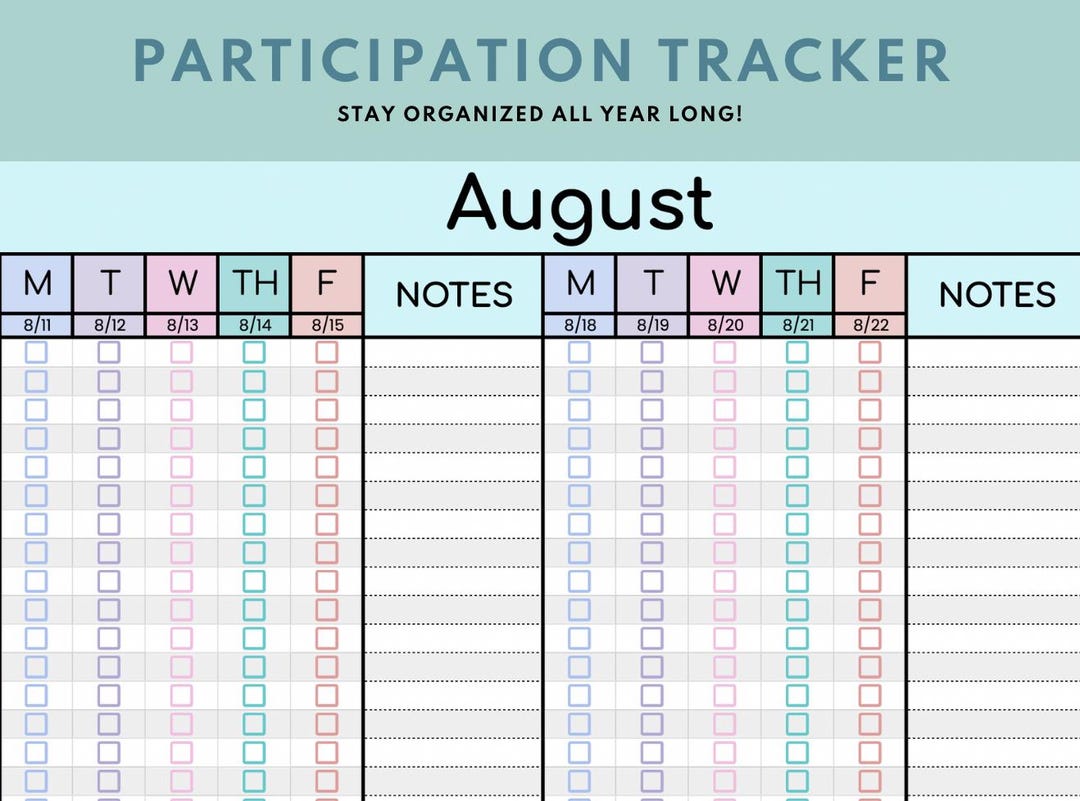 Participation Tracker | Editable Google Sheets | Student Engagement Log ...