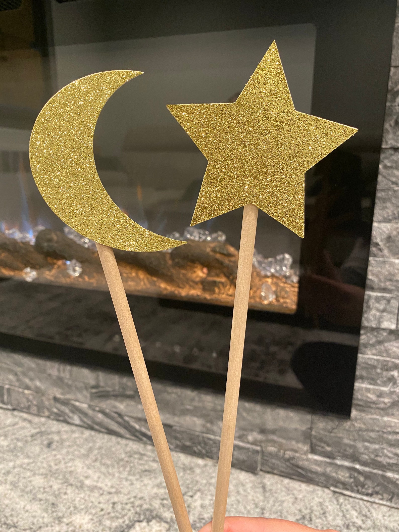 Star & Moon Centerpieces Stars and Moons on Sticks Glitter | Etsy