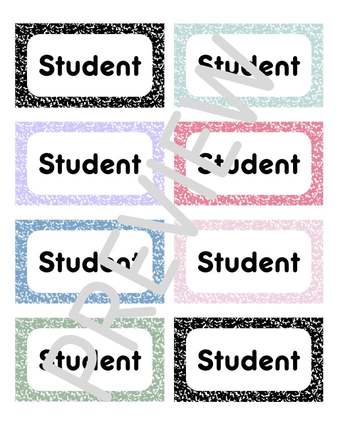 Student Name Labels for Composition Notebook Classroom Decor ...