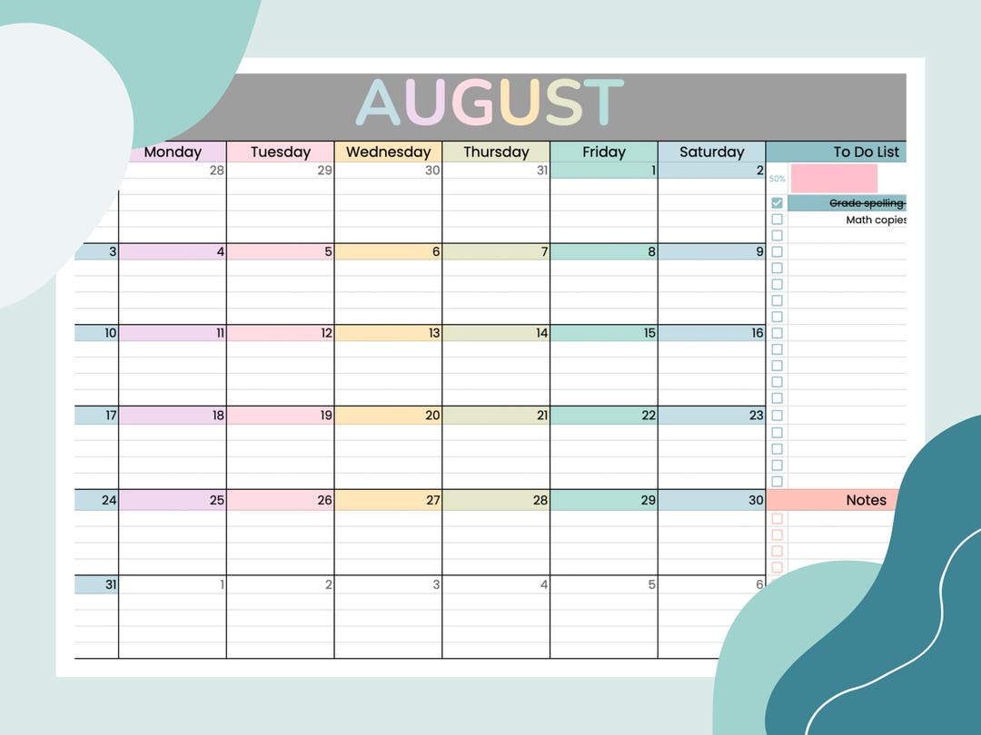 Editable Monthly Calendar | Digital Google Sheets Calendar | Printable ...