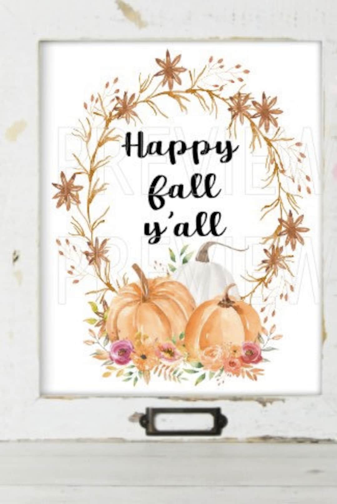 Happy Fall Yall Printable / Printable Fall Decor / Fall Farmhouse Decor ...