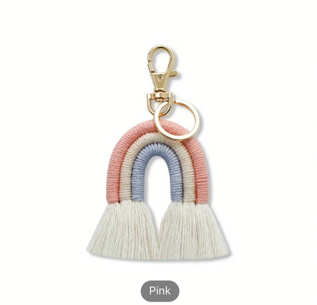 Boho Rainbow Keychain Macrame Rainbow Keychain | Handmade Keychain - Etsy
