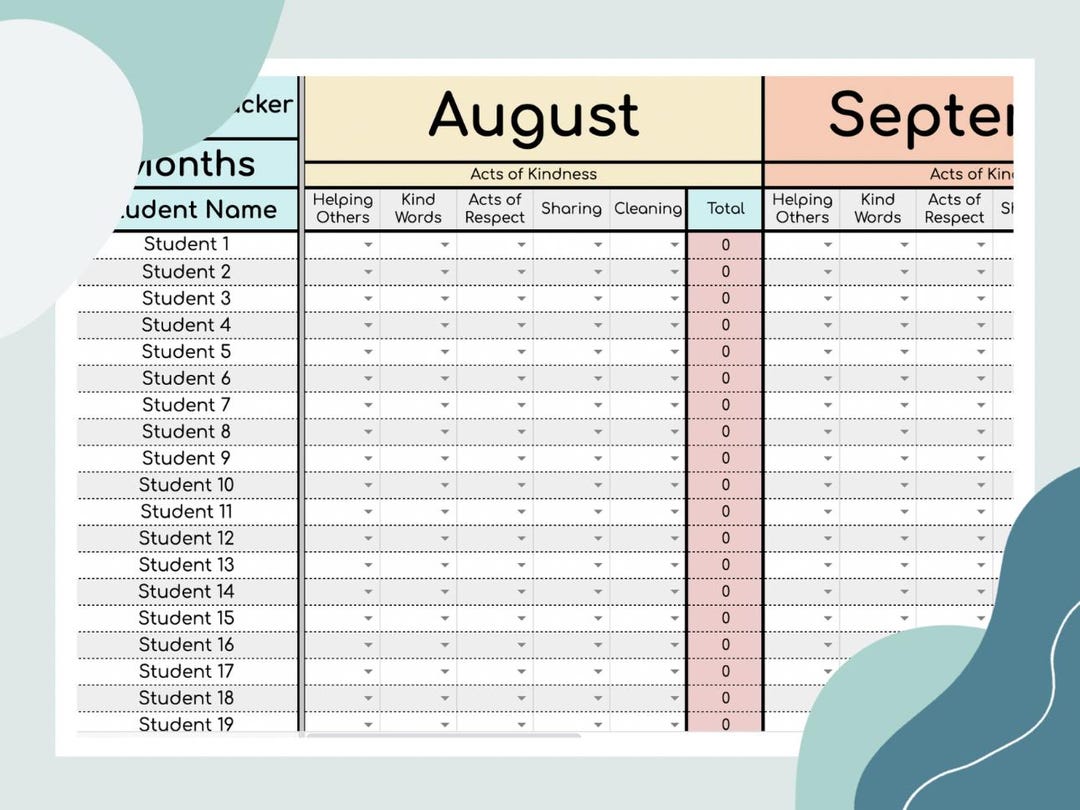 Kindness Tracker for Students | Editable Google Sheets Behavior Chart ...