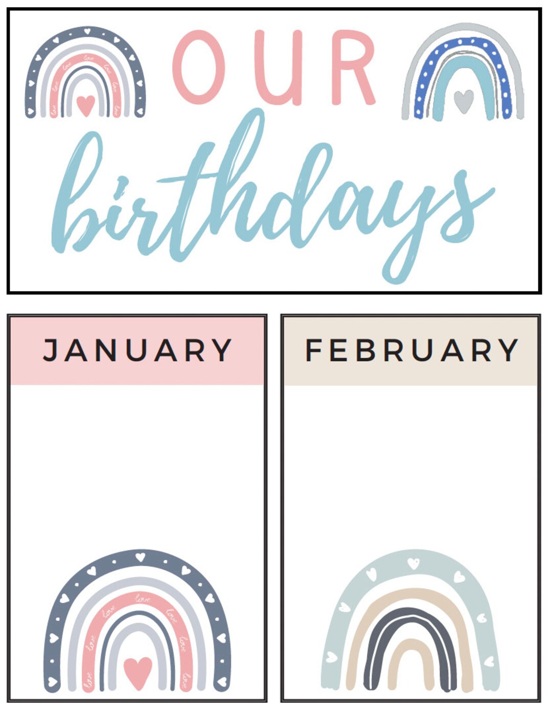 Pastel Boho Rainbow Class Birthday Display / Back to School - Etsy