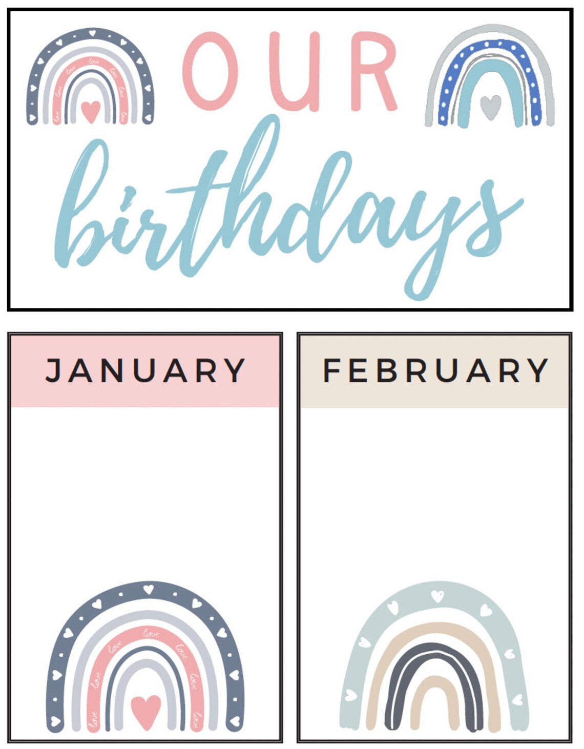 Pastel Boho Rainbow Class Birthday Display / Back to School - Etsy