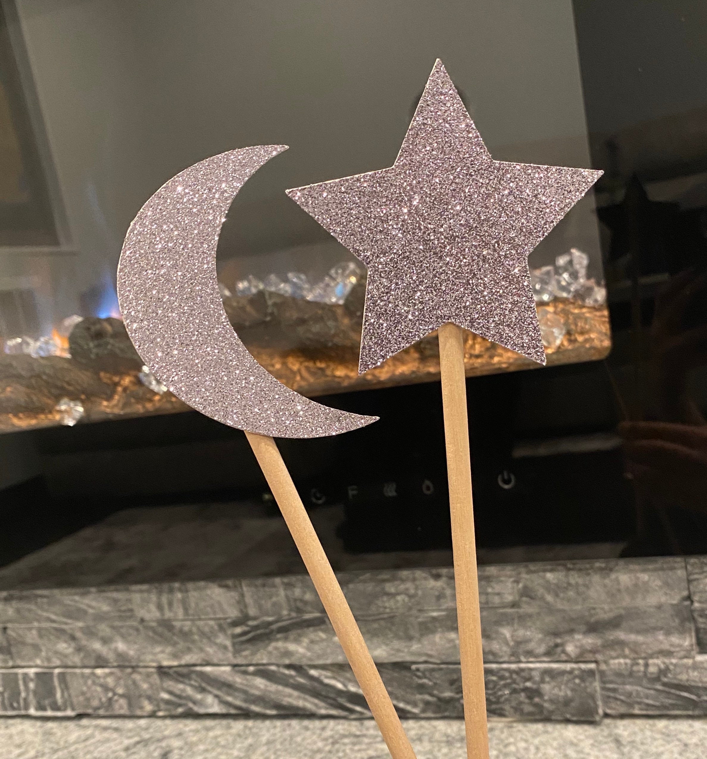 Star & Moon Centerpieces Stars and Moons on Sticks Glitter | Etsy