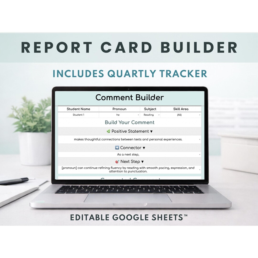 Report Card Comment Builder | Editable Teacher Comment Bank | Report ...