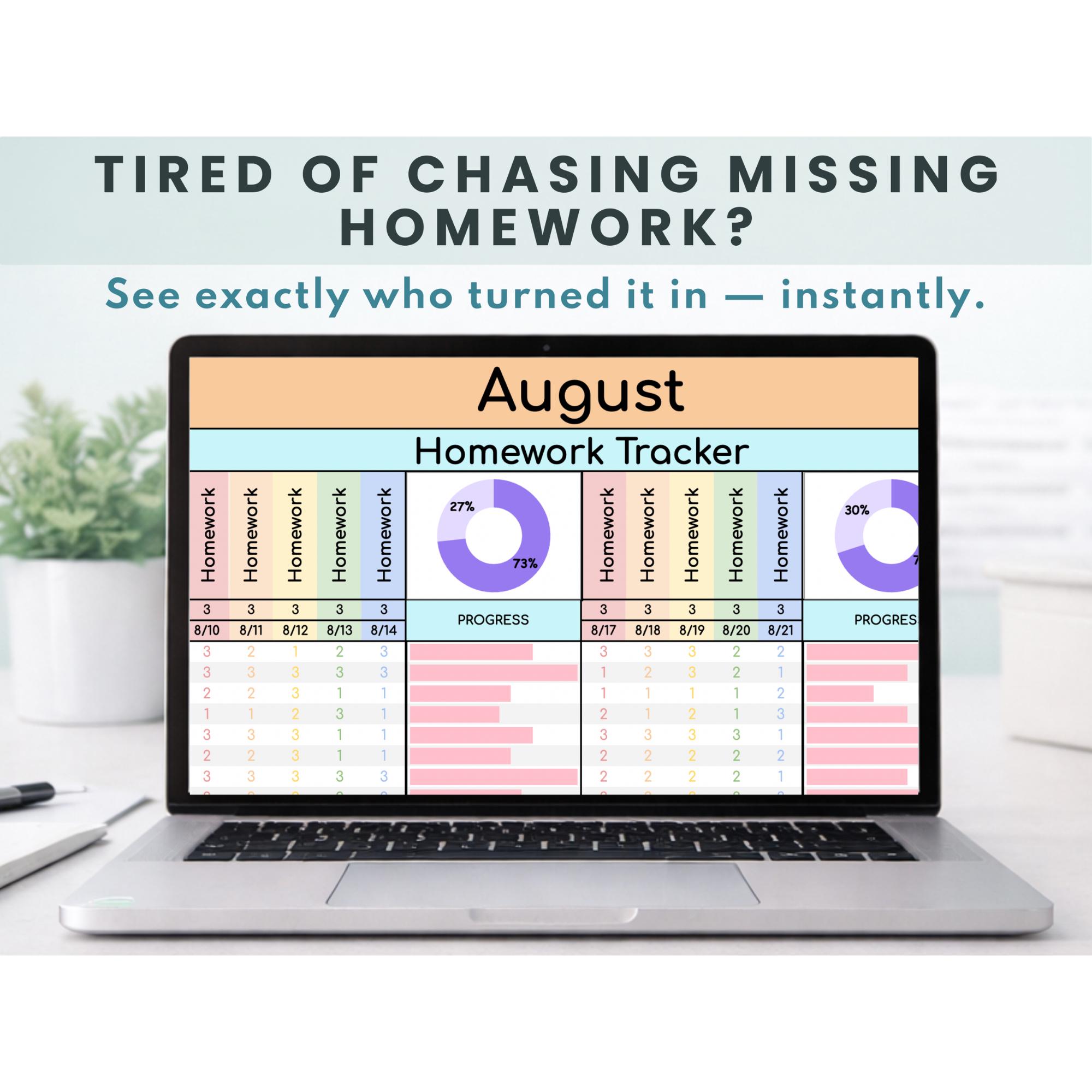 Teacher Assignment Tracker | Digital Homework Tracker | Google Sheets ...