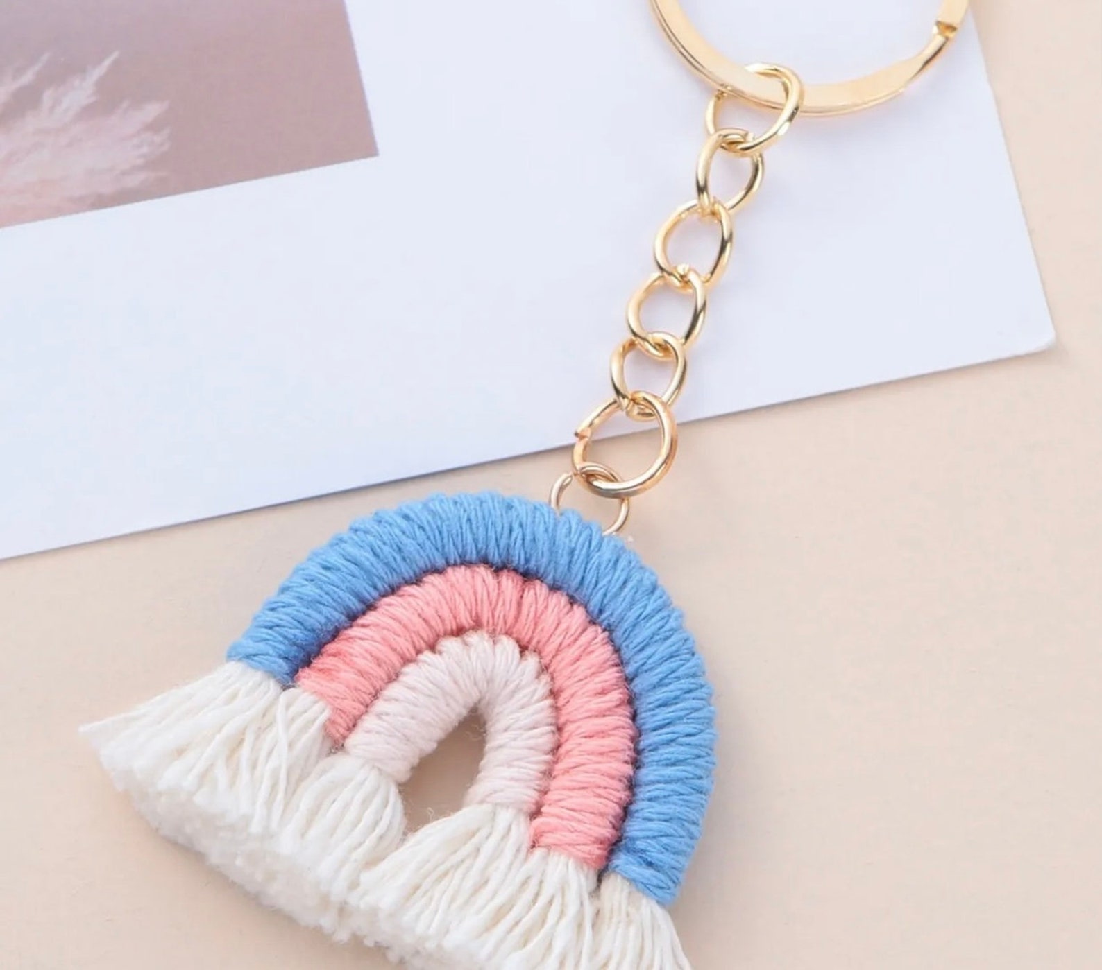 Mini Macrame Rainbow Keychain | Handmade Keychain - Etsy