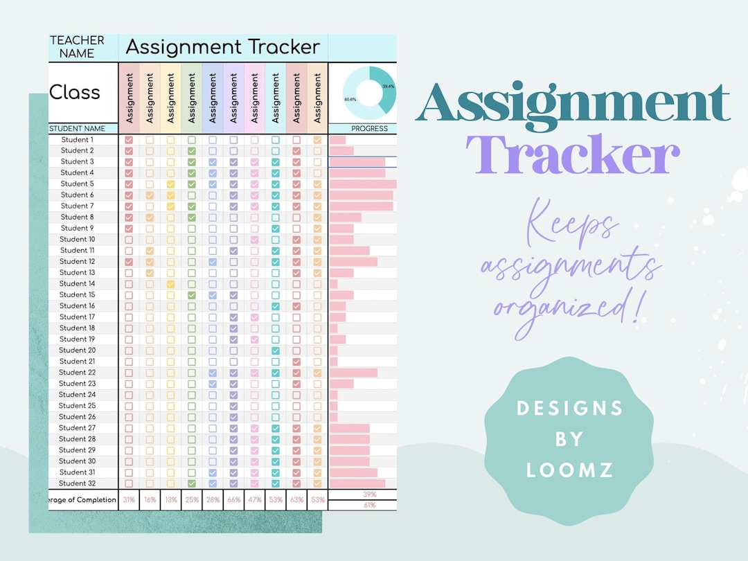 Google Sheets Assignment Tracker | Digital Planner for Teachers ...